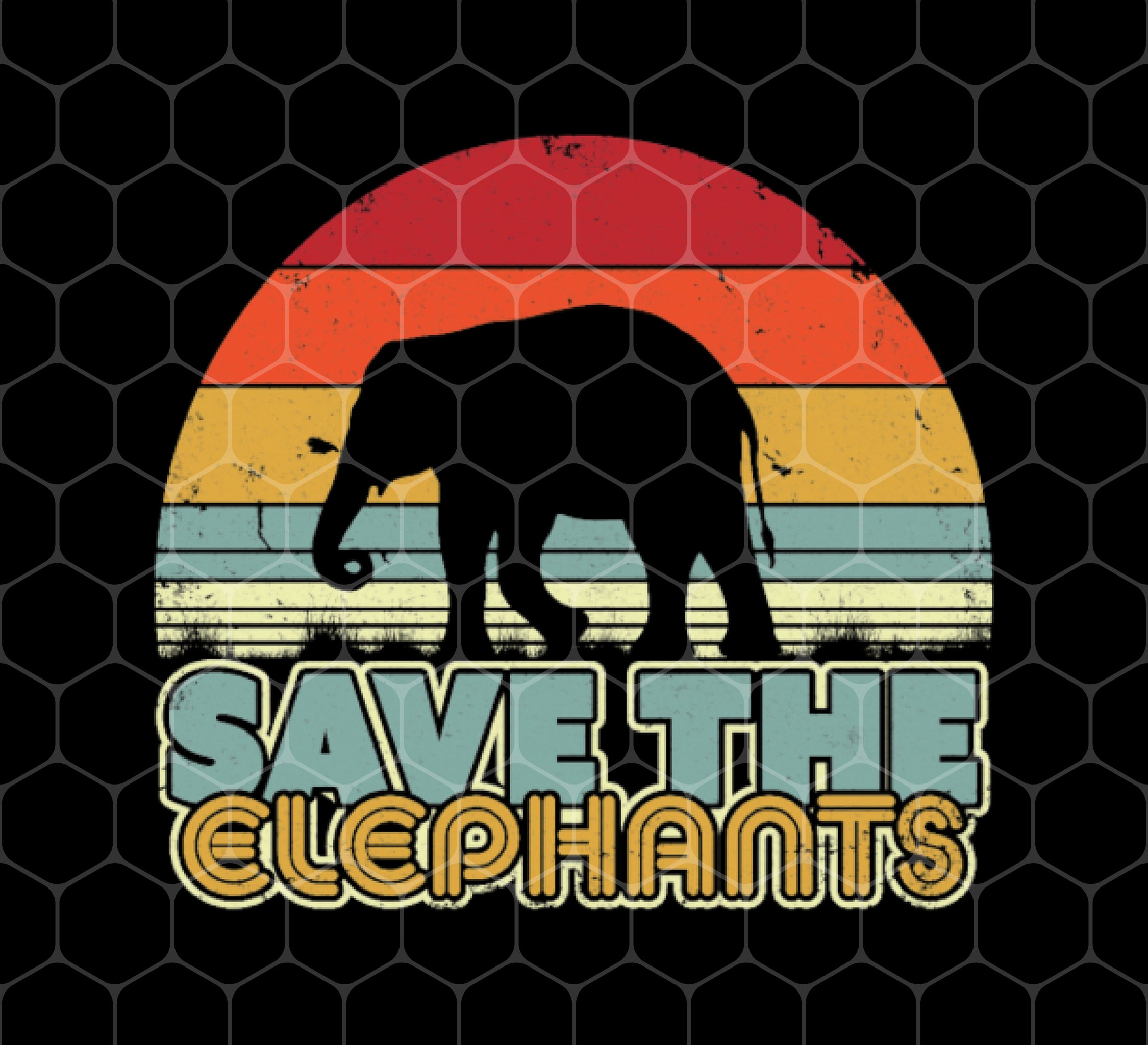 Save The Elephants, Retro Style Elephant, Love Elephant Vintage, Png S – Canary Houze