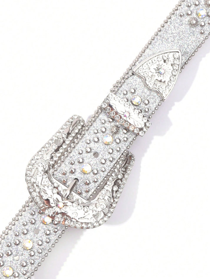 Sparkling Rhinestone-Studded Western Style Belt - Luxe Crystal-Embelli ...