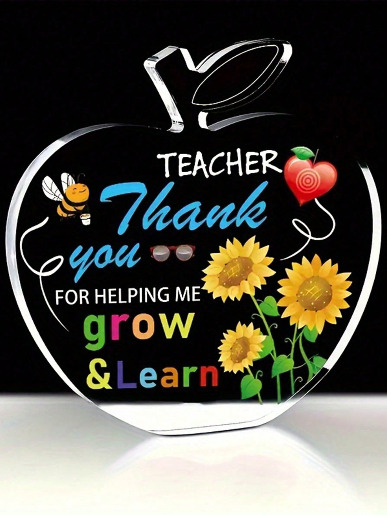 Acrylic Apple Shaped Teacher Appreciation Plaque - Thank You For Helpi ...