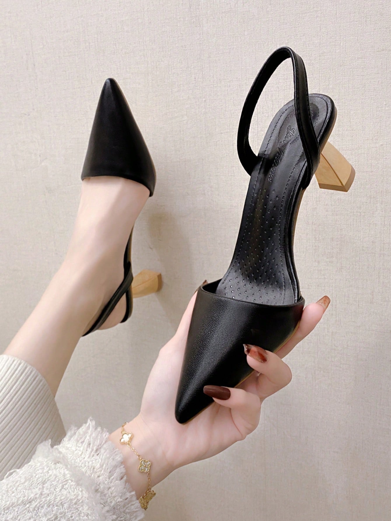 Sleek Sculptural Slingback Pumps - Minimalist Pointed Toe Heels ...