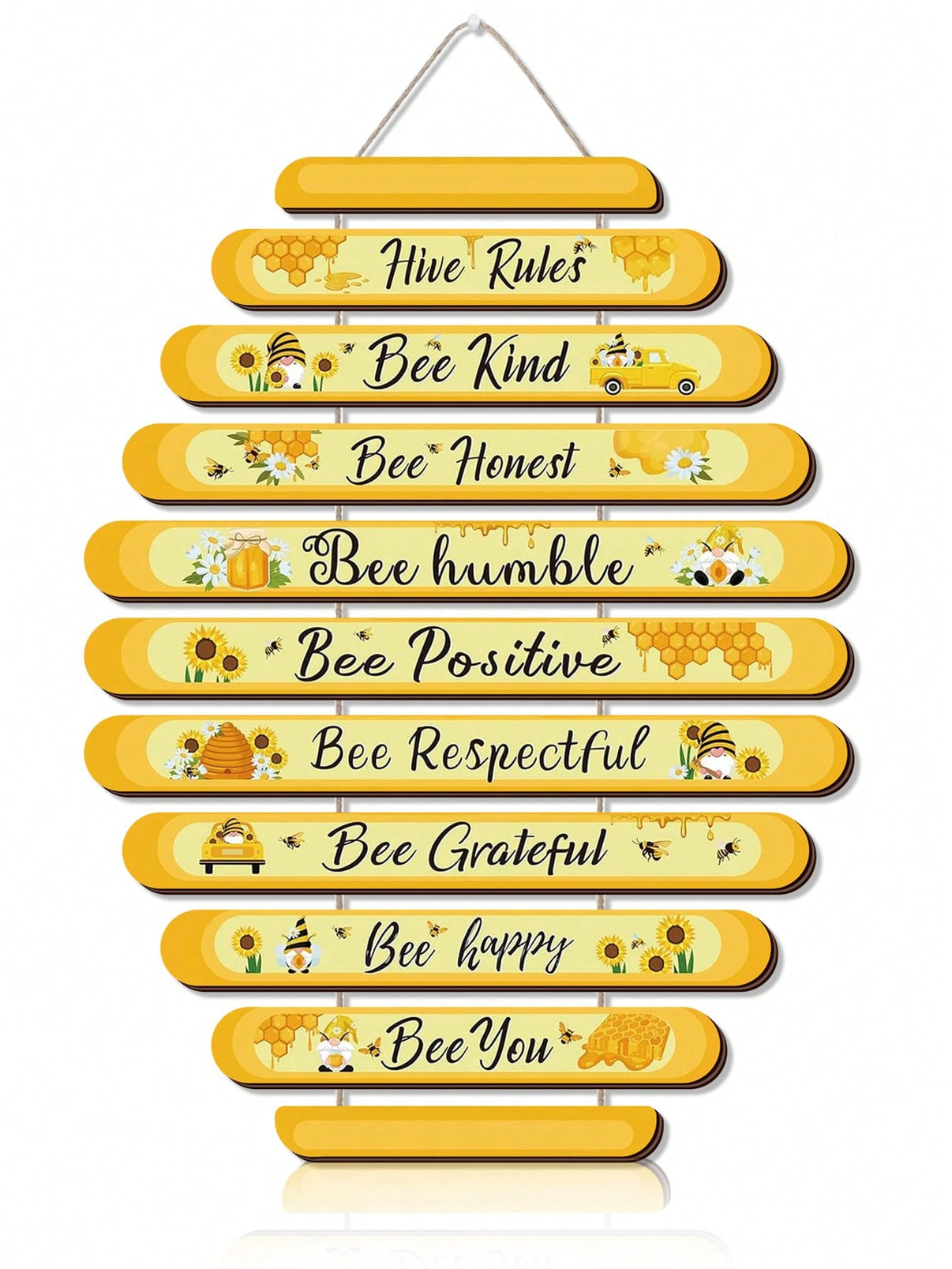 Bee Kind: Honeycomb Shape Wall Wood Hanging Plaque for Rustic Home Dec ...
