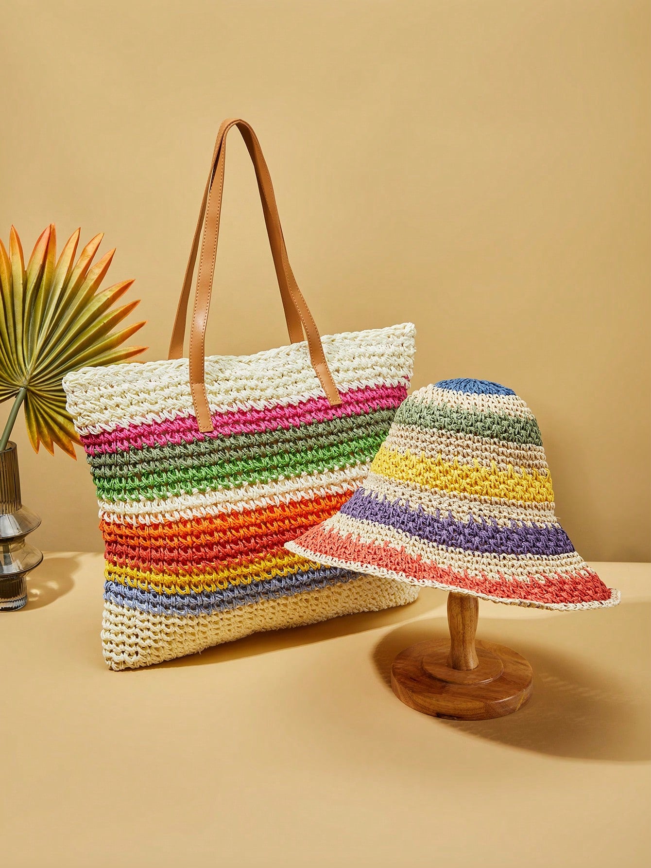 Rainbow Summer Tote Bag and Hat Set: The Ultimate Holiday Beach Handba ...