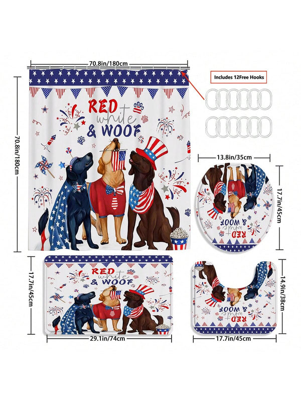 Stars, Stripes, and Squeaky Clean: American Flag Fireworks Bathroom Se