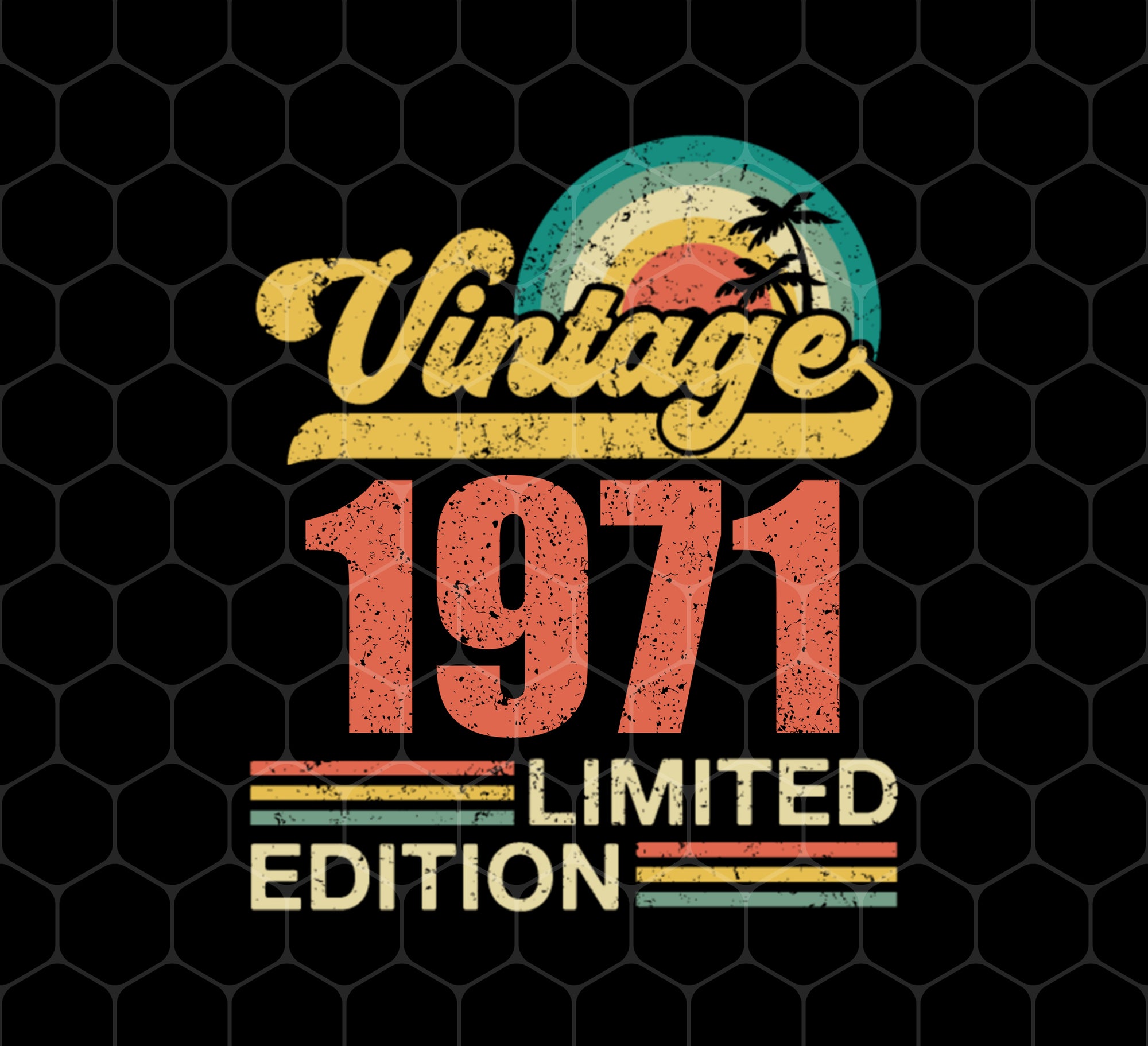 1971 Birthday Png, Vintage 1971 Limited Png, Retro 1971 Birthday, PNG ...