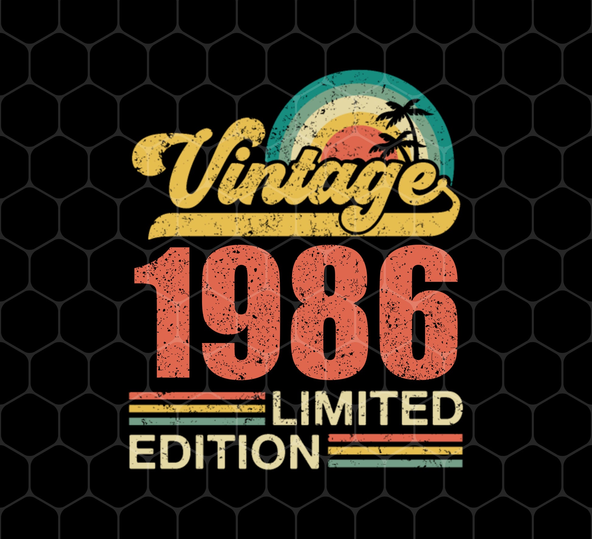 1986 Birthday Png, Vintage 1986 Limited Png, Retro 1986 Birthday, PNG ...