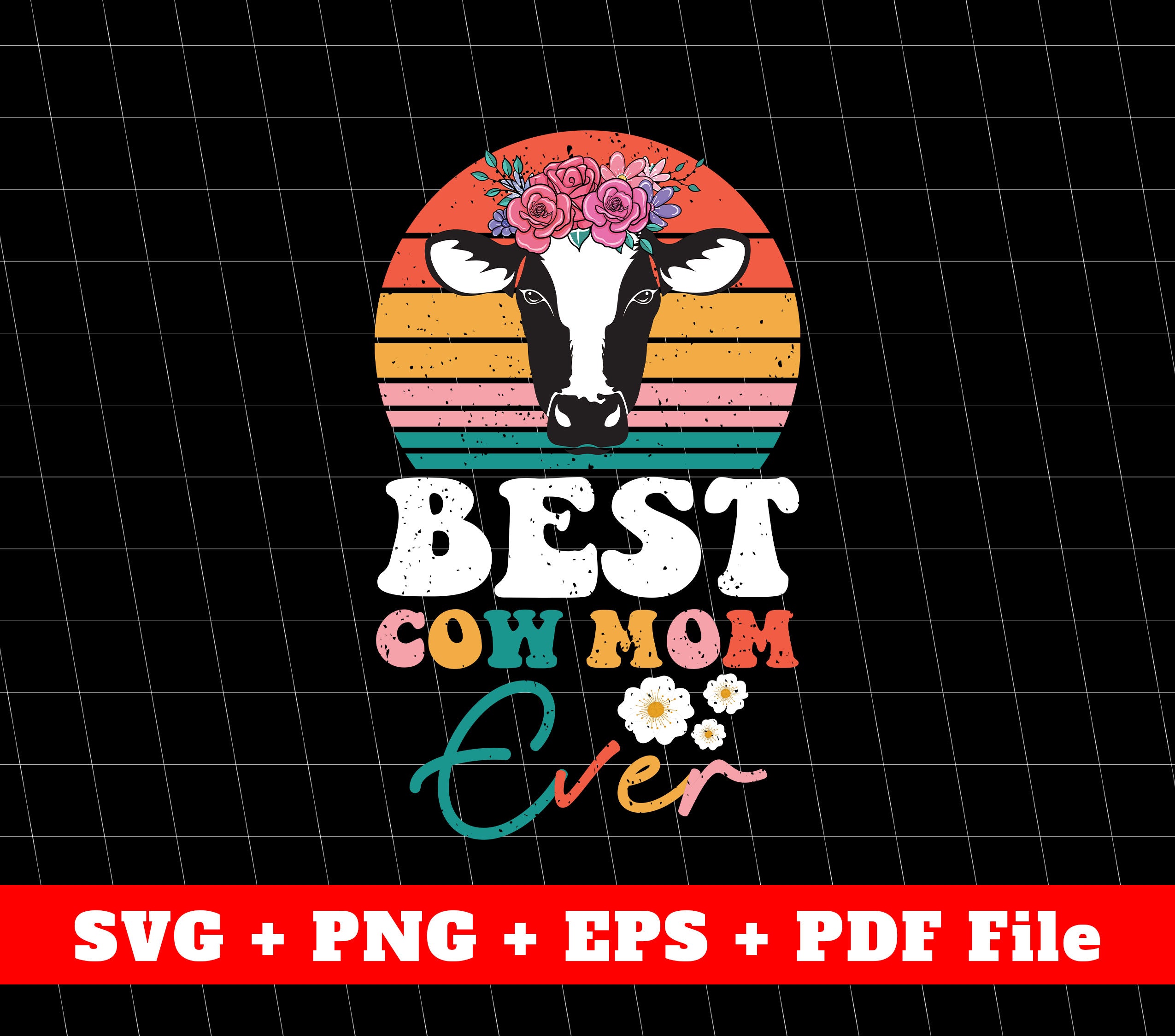 Best Cow Mom Svg, Mother's Day Gifts, Retro Cow Svg, SVG Files, PNG Su ...