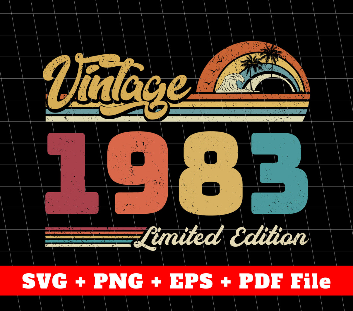 Vintage 1983 Svg, Retro 1983 Birthday Svg, 1983 Limited Edition, SVG F ...