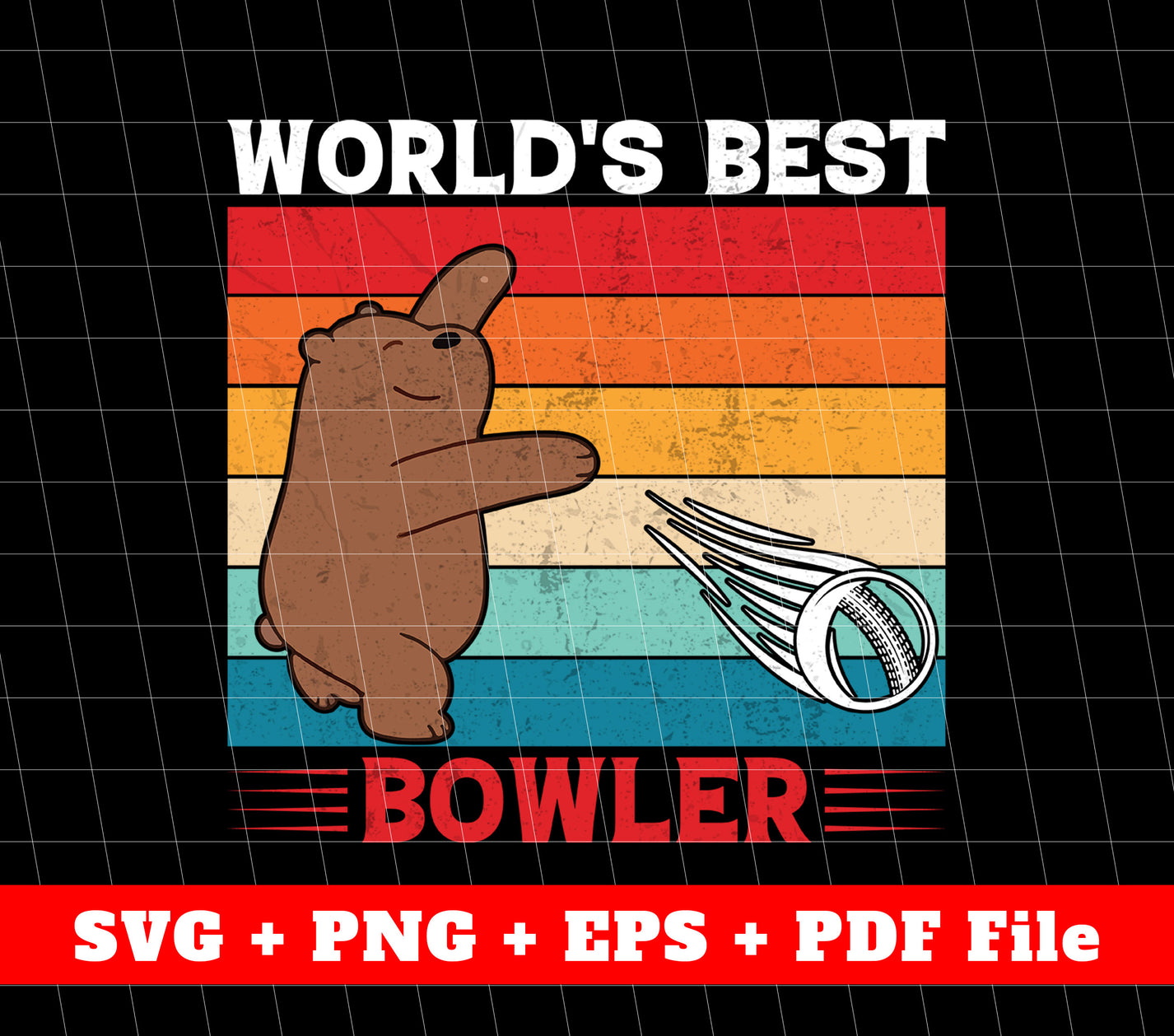 The World's Best Bowler, Retro Bowling, Bear Play Bowling, Svg Files ...
