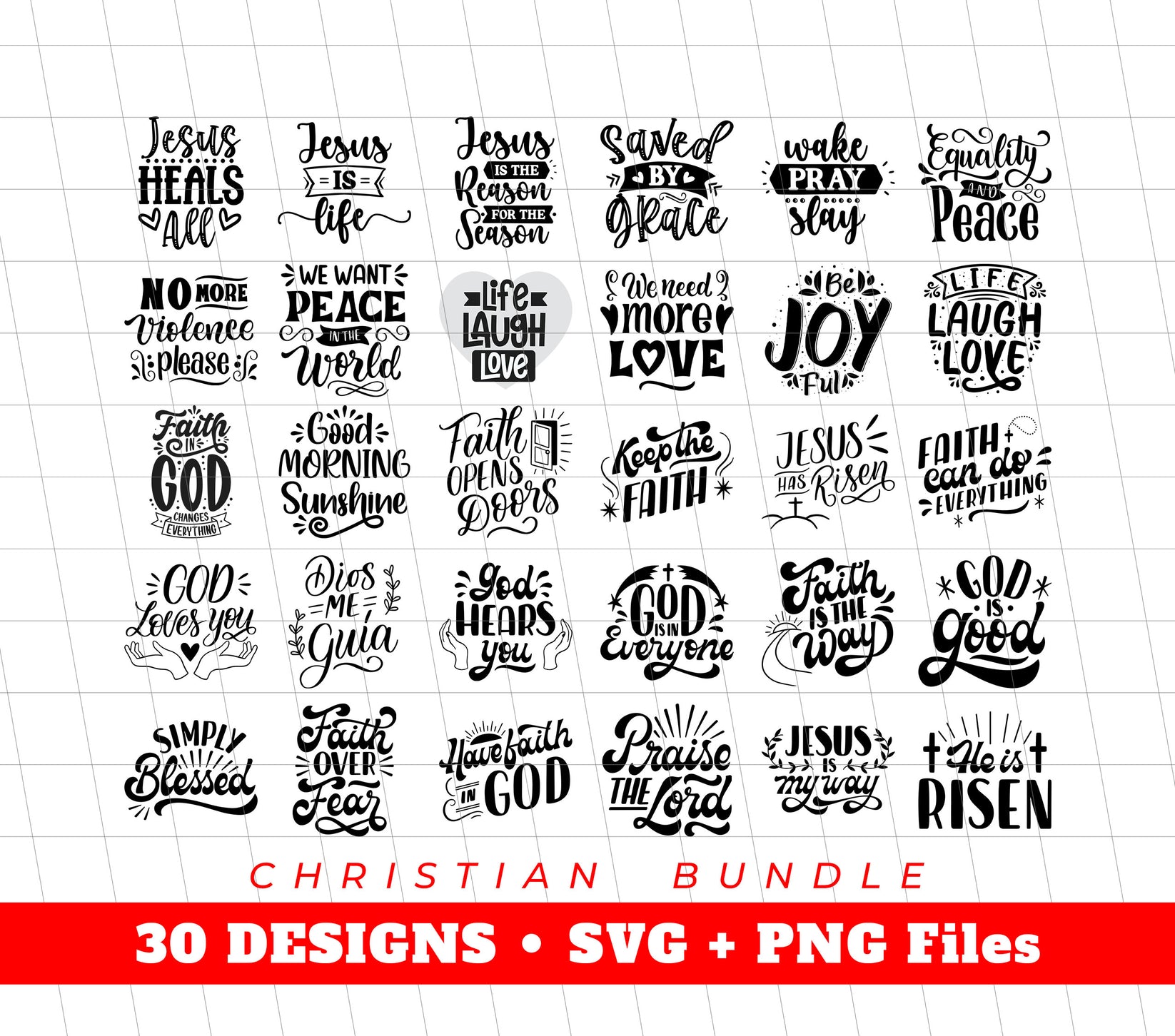 30 Christian Designs, Christian Bundle, Pastor Designs, Svg Files, Png ...