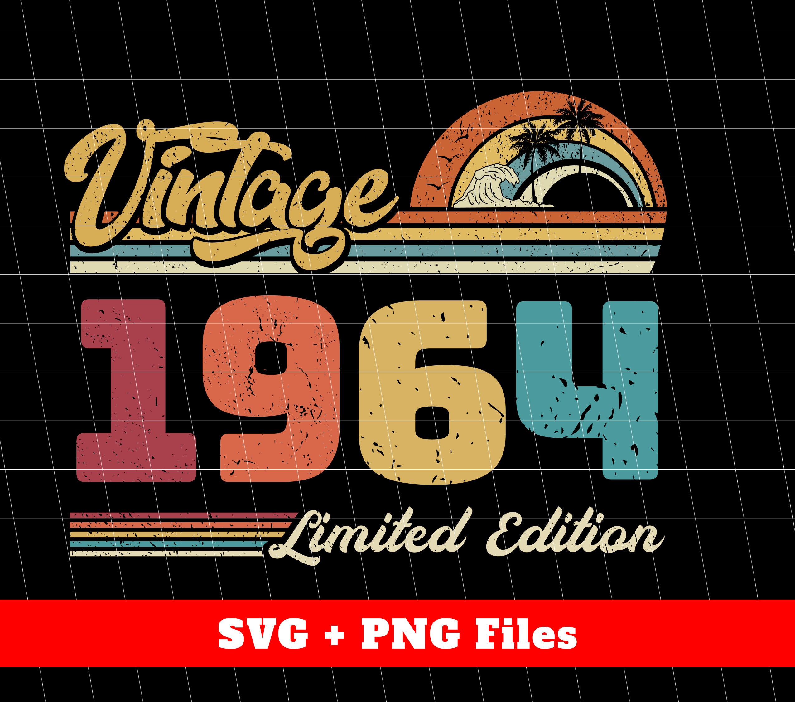 Vintage 1964, Retro 1964 Birthday, 1964 Limited Edition, Digital Files ...