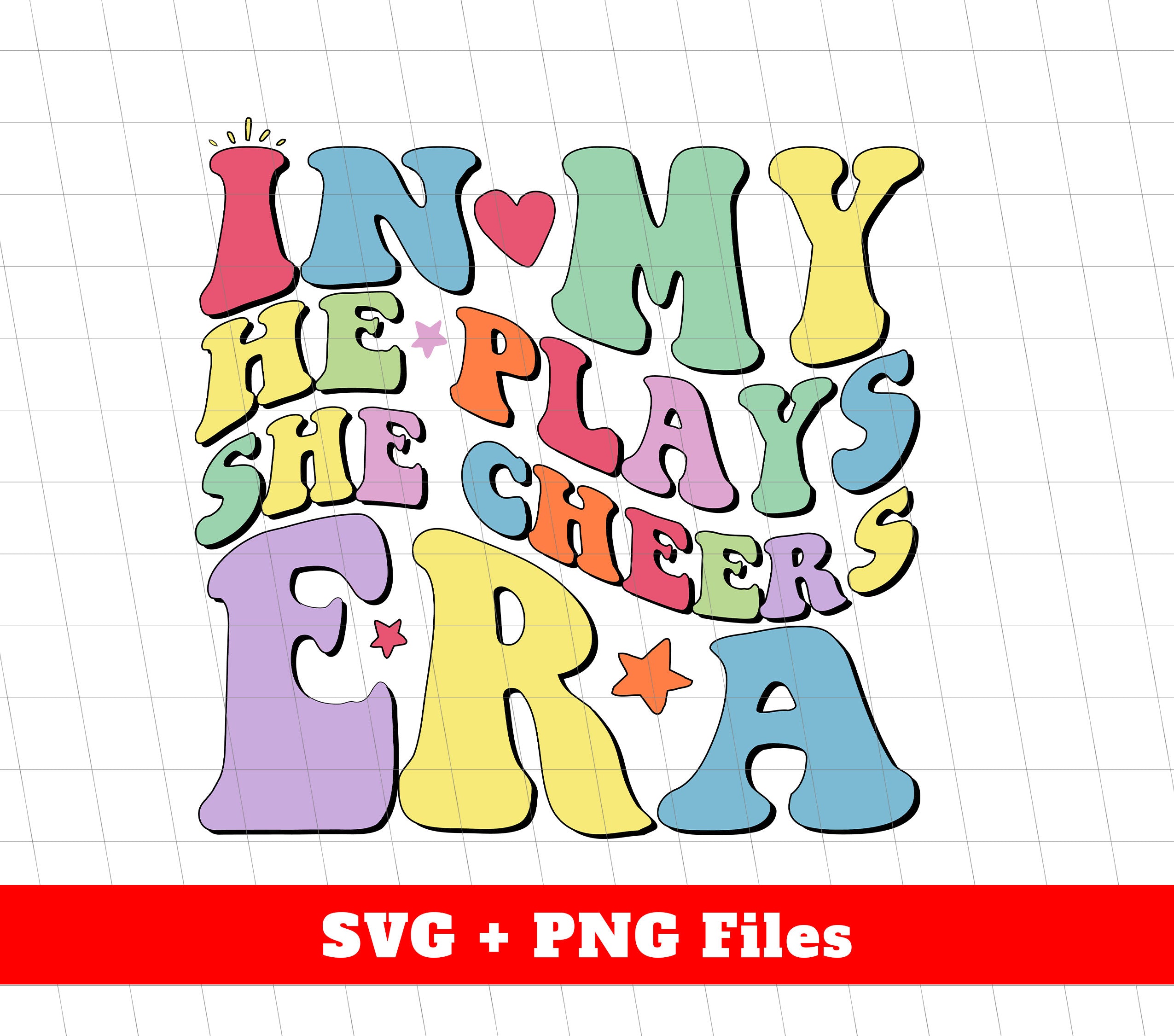 In My He Plays She Cheers Era, Groovy She Cheers, Digital Files, Png S ...