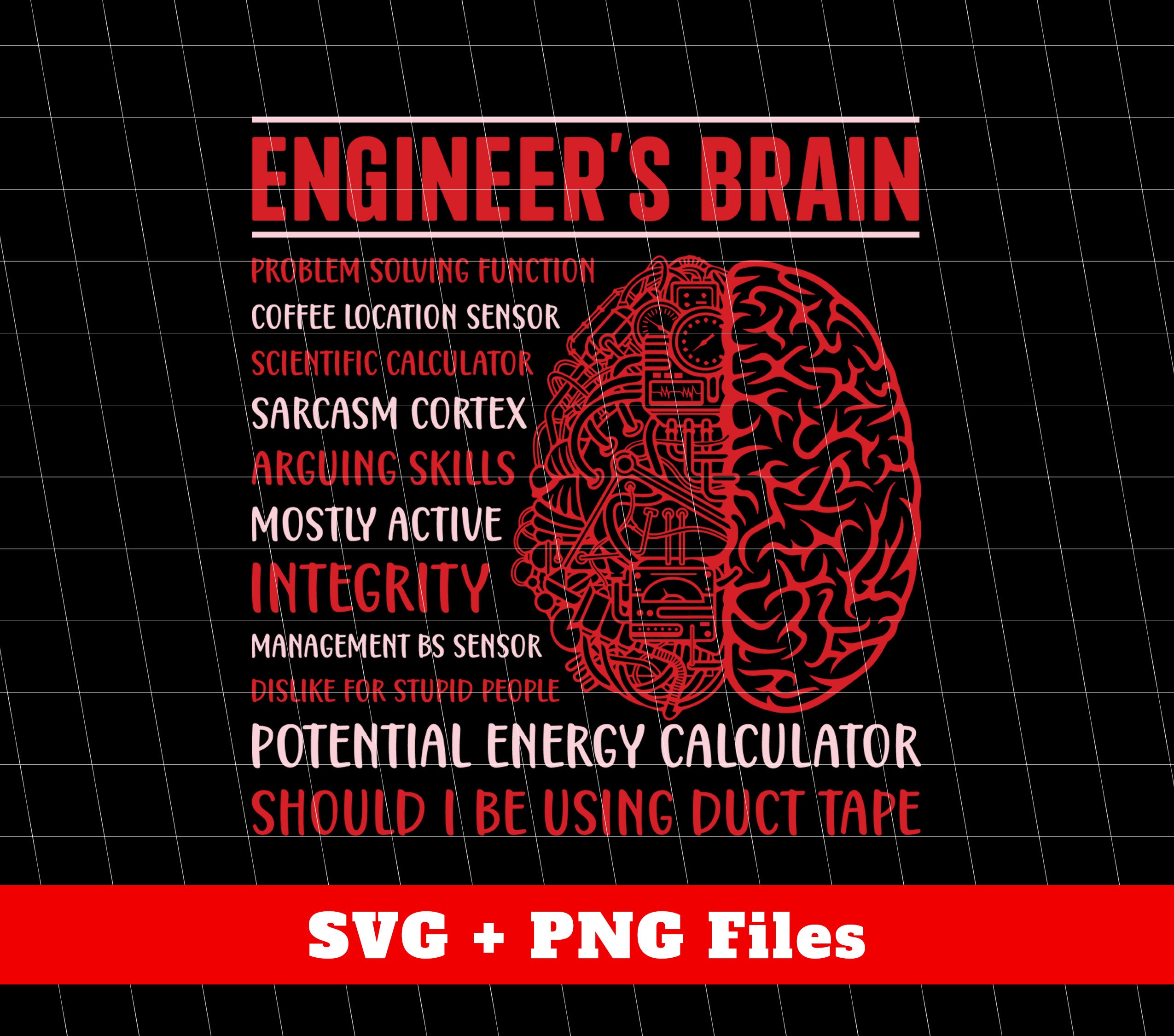 Engineer's Brain, Potential Energy Calculator, Digital Files, Png Subl ...