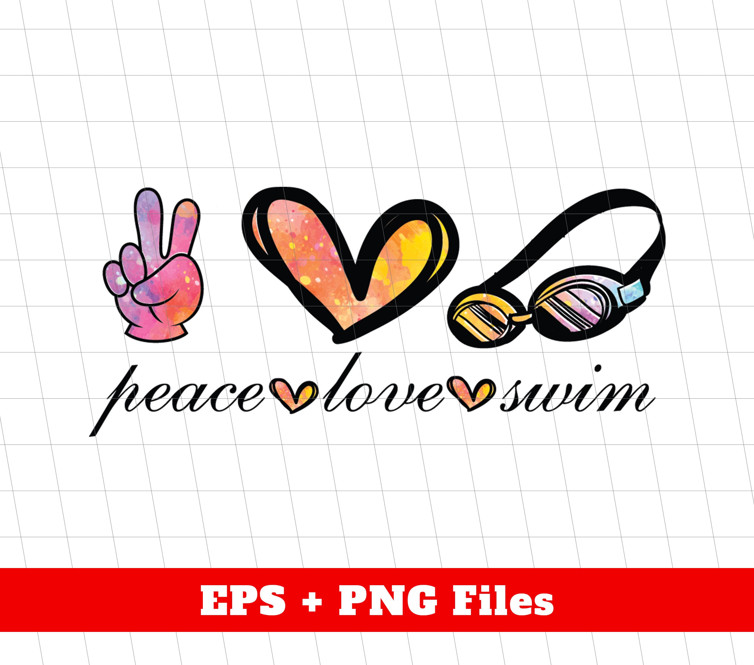 Peace Love Swim, Swimmer Gift, Swimming Lover, Swim Design, Png Sublim ...