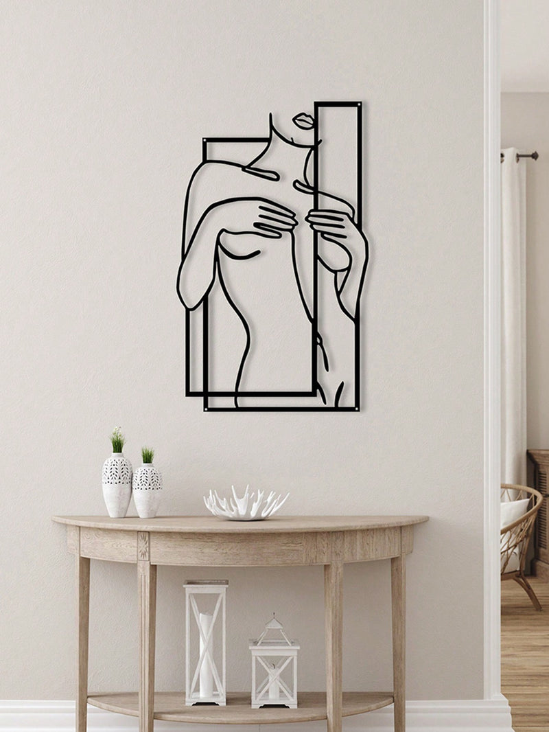 Silhouette Female Body Abstract Line, Metal Sign Line Art Wall Decor