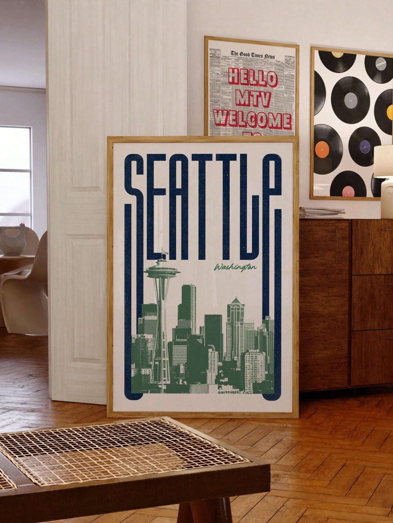 Frameless Seattle Skyline Wall Art - Aesthetic Cityscape Poster for St ...