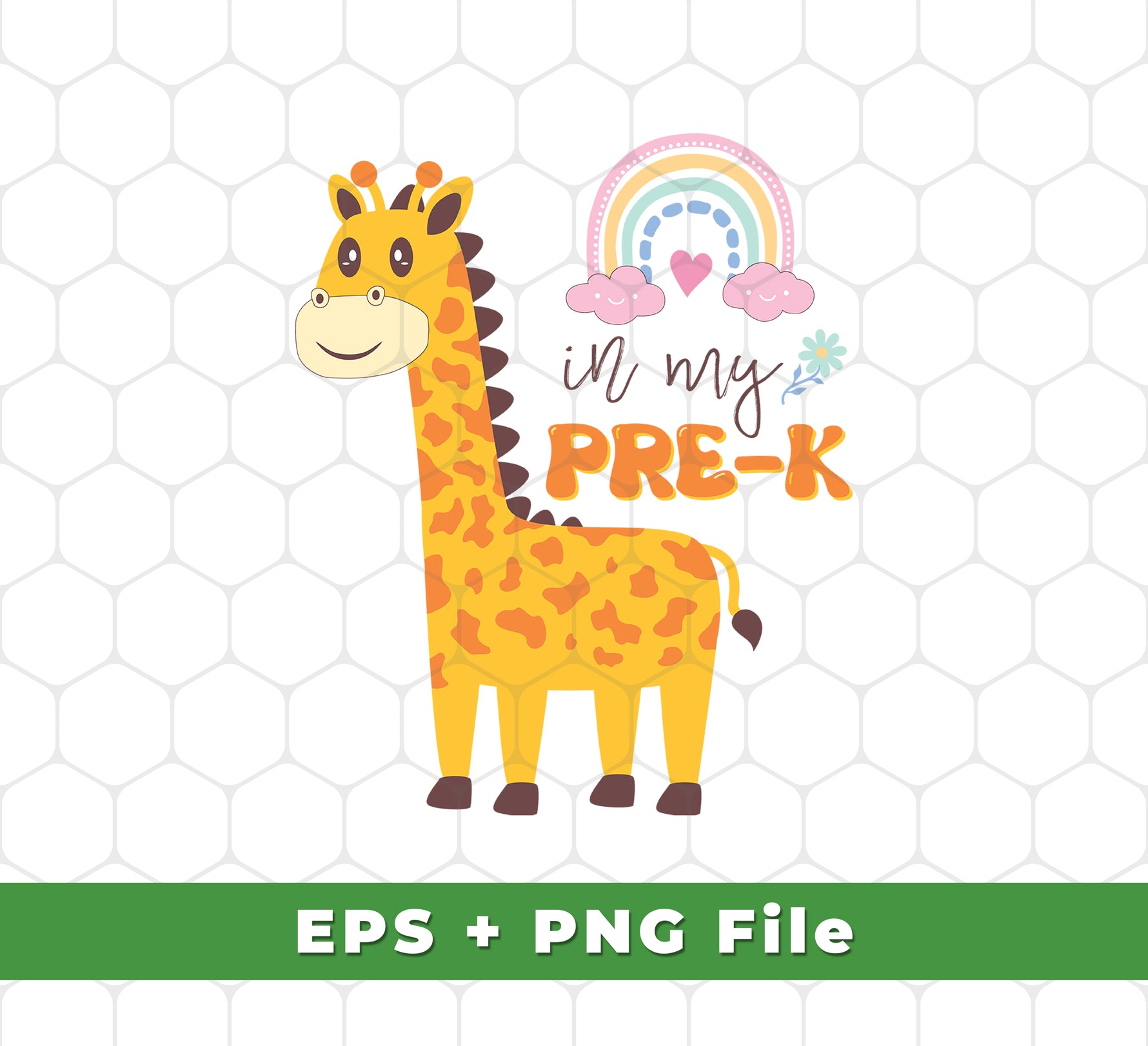 In My Pre-K, Baby Giraffe In School, Back To School, Svg Files, Png Su ...