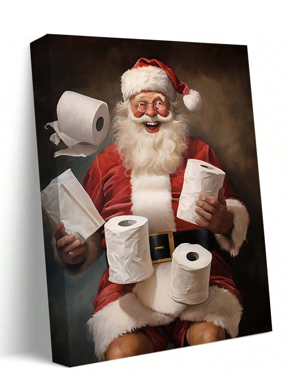 Santa Bathroom Art: Vintage Christmas Humor Decor for a Festive Toilet ...
