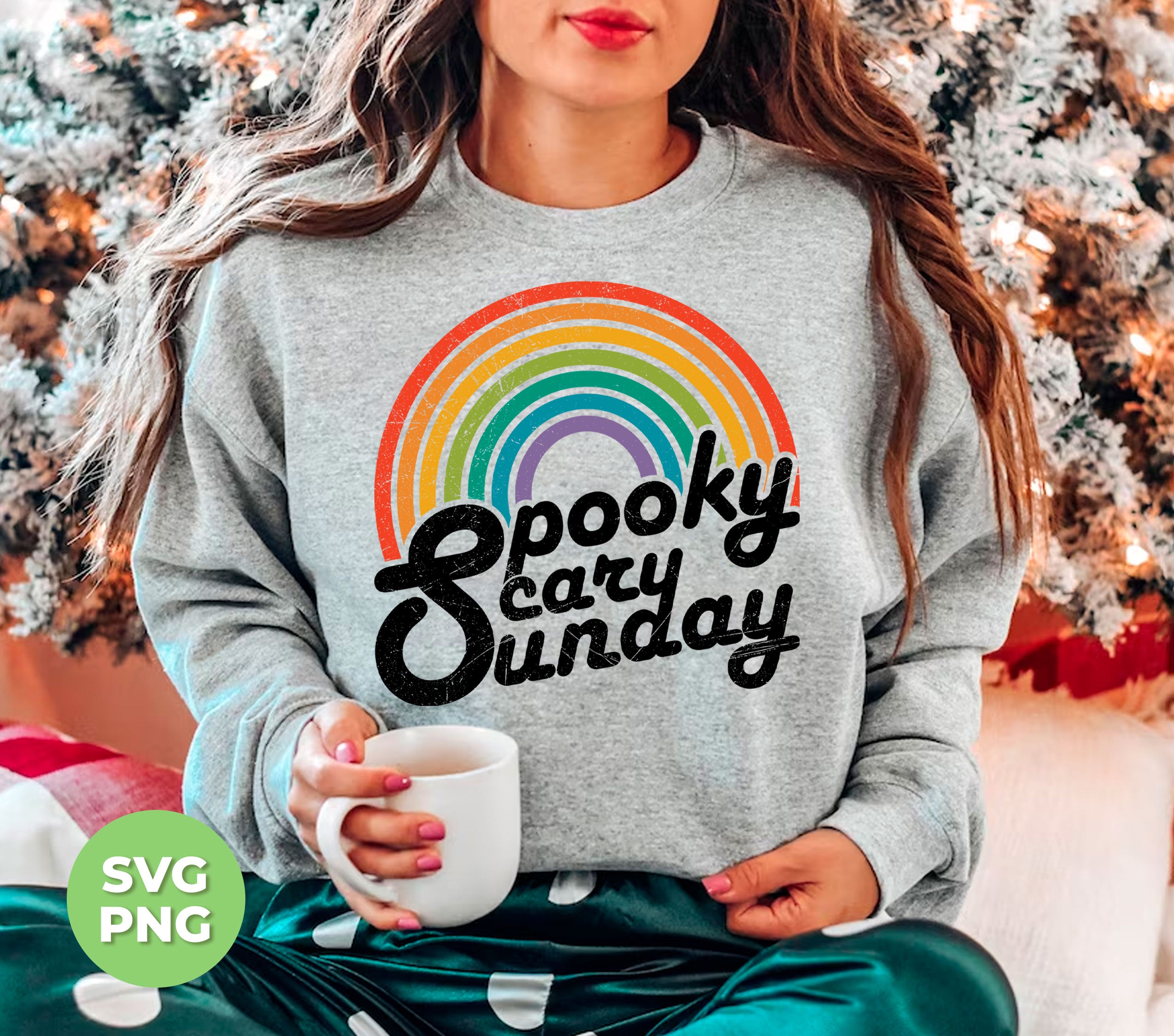 Spooky, Scary, Sunday, Rainbow Spooky, Retro Scary, Digital Files, Png ...