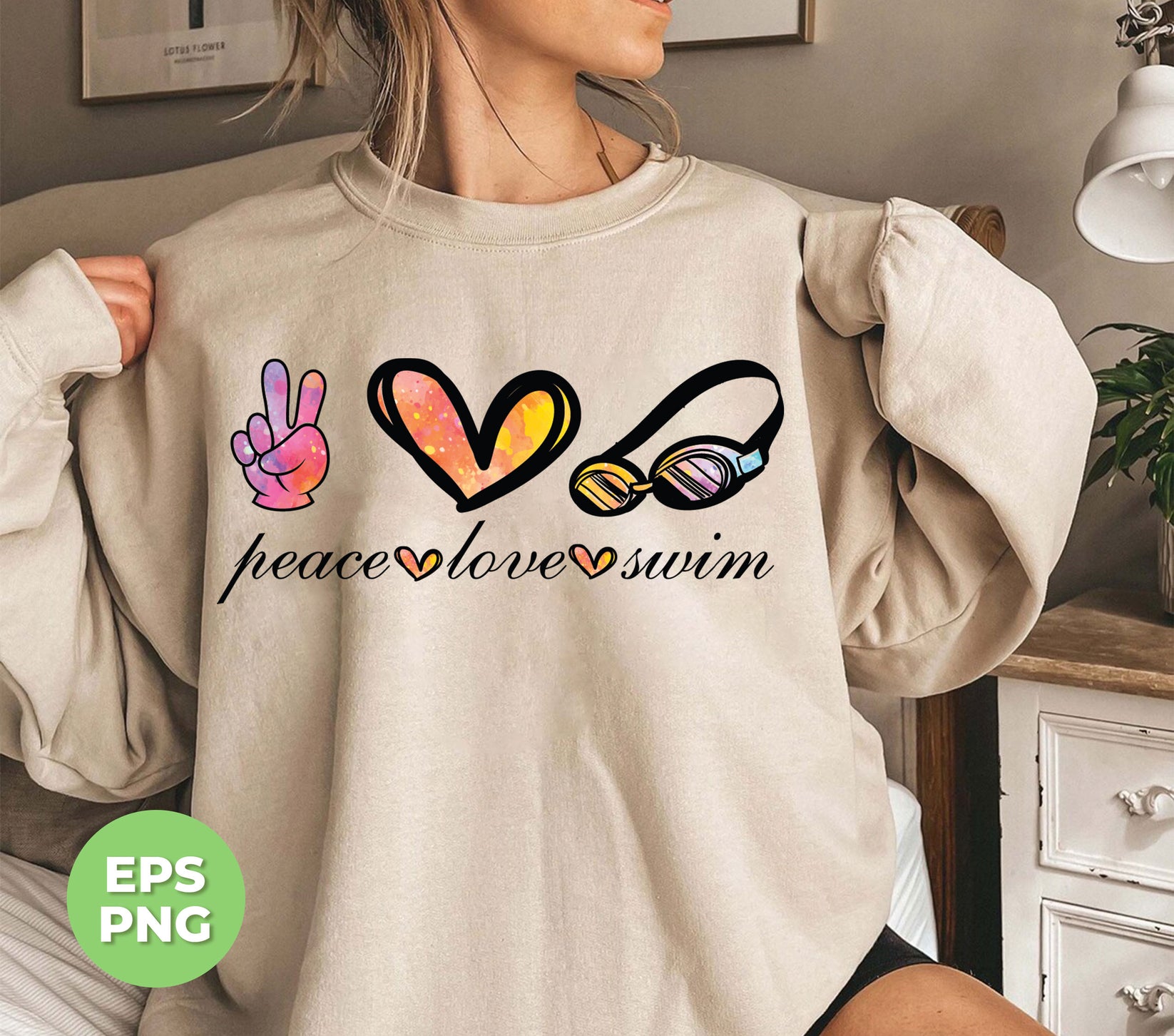 Peace Love Swim, Swimmer Gift, Swimming Lover, Swim Design, Png Sublim ...