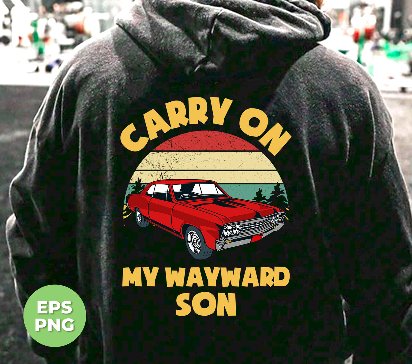 Carry On My Wayward Son, Red Car, Classic Car, Digital Files, Png Subl ...