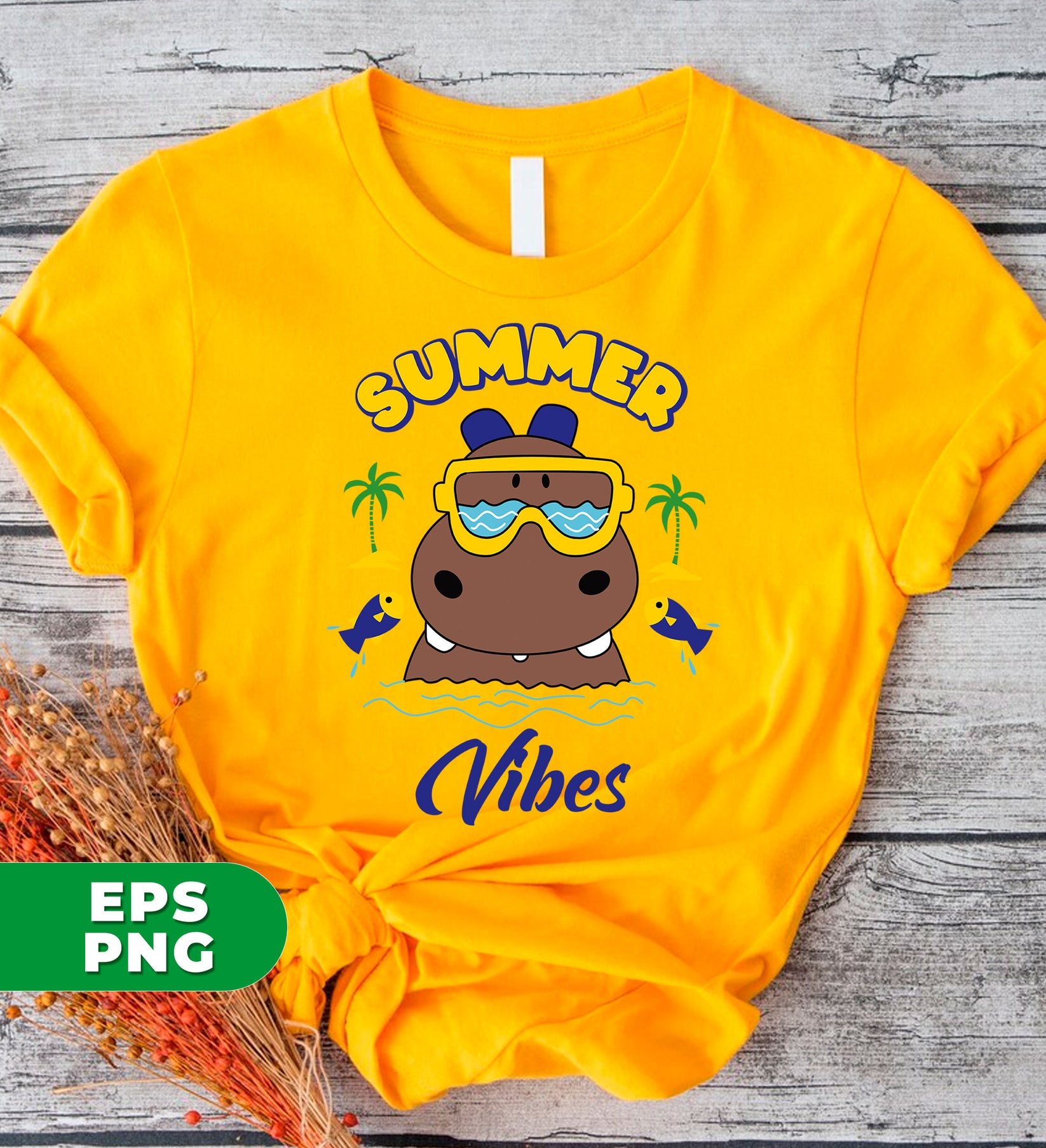 Summer Vibes, Hippo Summer, Hippo In Beach, Cute Hippo, Digital Files ...