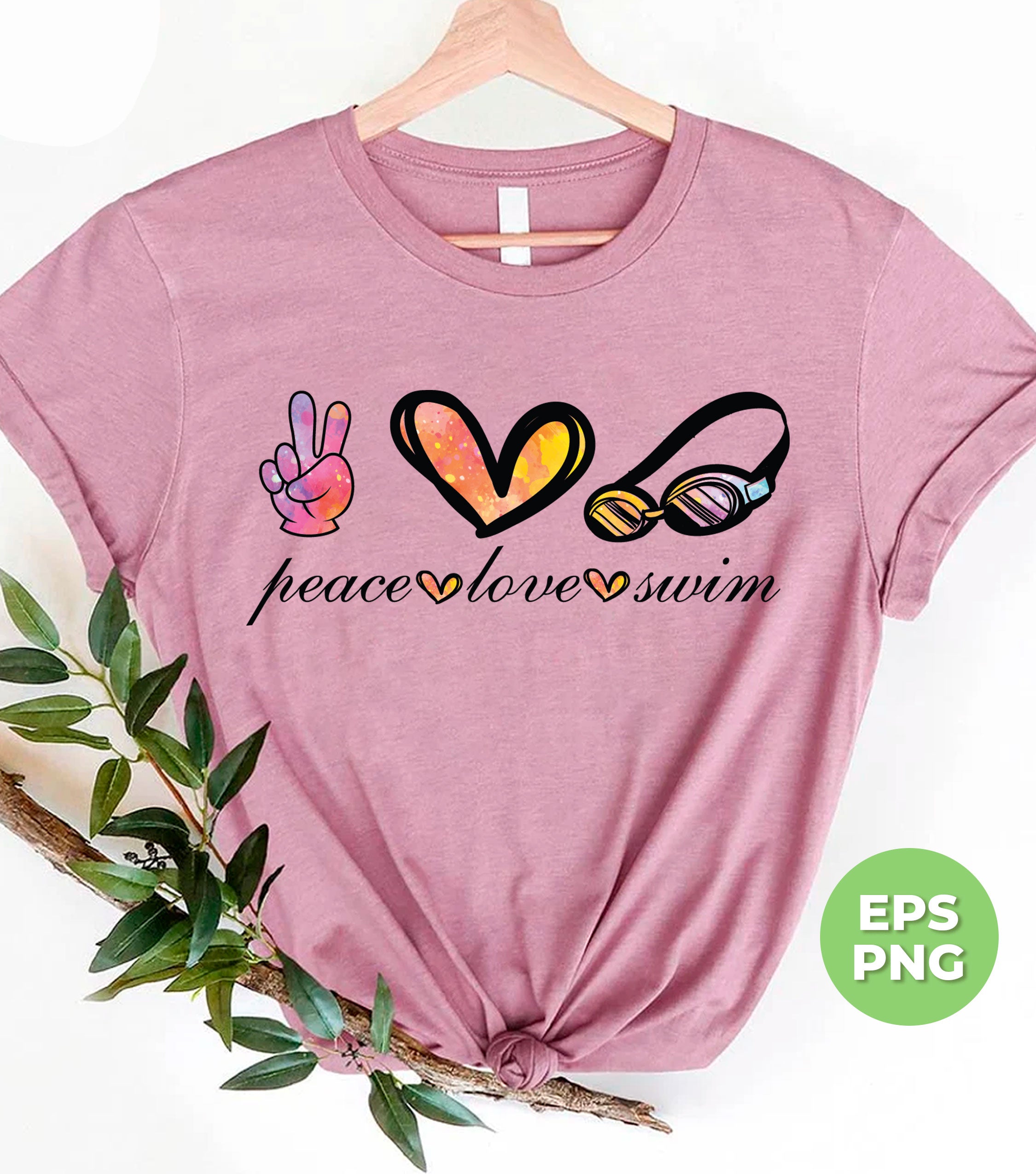 Peace Love Swim, Swimmer Gift, Swimming Lover, Swim Design, Png Sublim ...