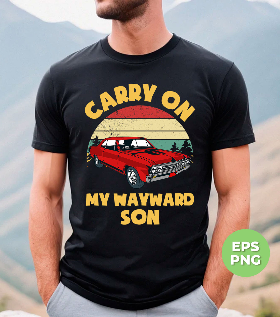 Carry On My Wayward Son, Red Car, Classic Car, Digital Files, Png Subl ...
