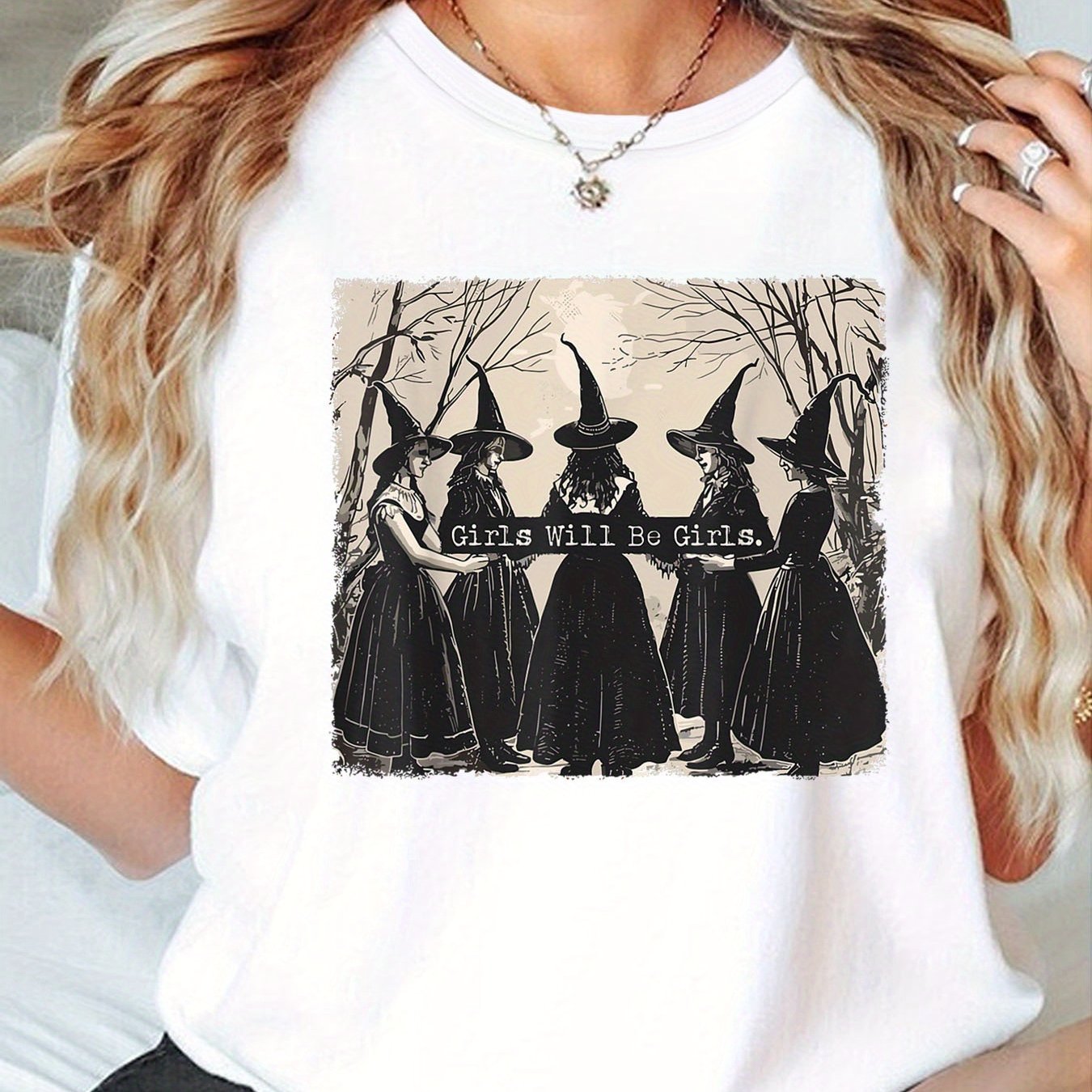 Witchy Forest Vibes: Girls Crew Neck T-Shirt for Spring and Summer – Canary Houze