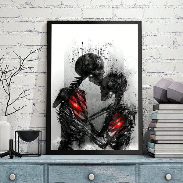 Love in Death: Hug Skeleton Wall Art for Modern Home Decoration ...