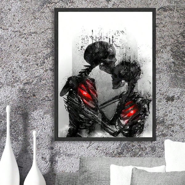 Love in Death: Hug Skeleton Wall Art for Modern Home Decoration ...