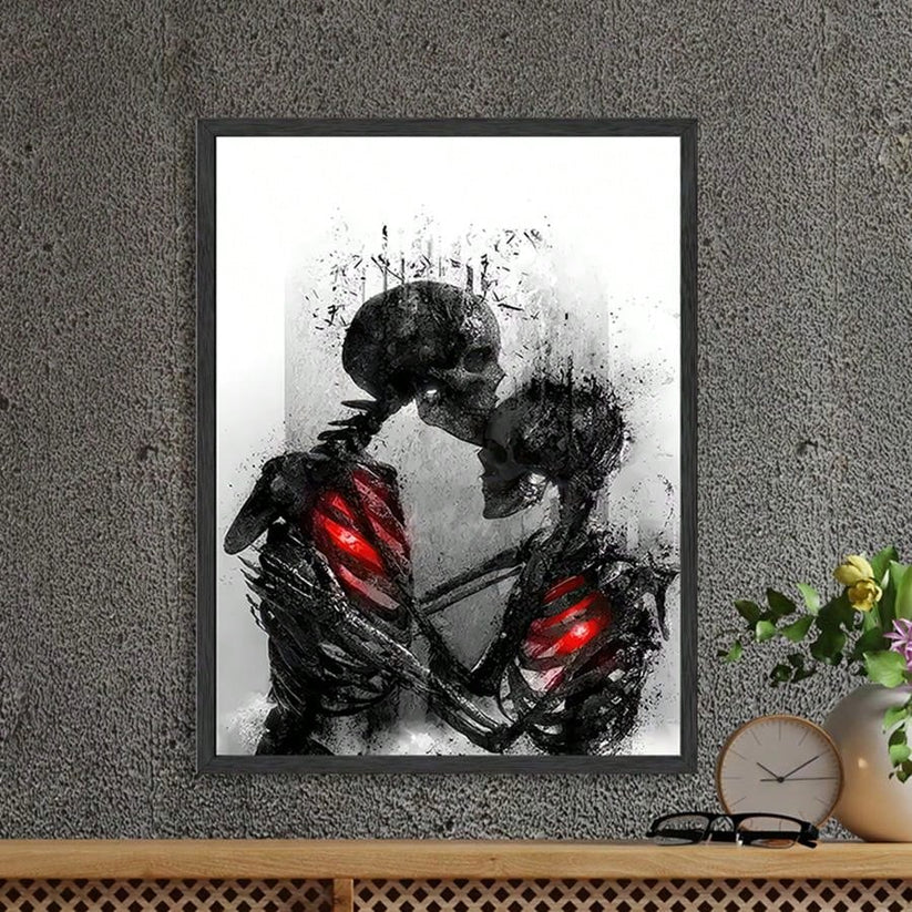 Love in Death: Hug Skeleton Wall Art for Modern Home Decoration ...