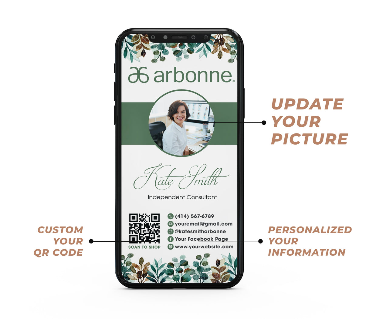 Digital Arbonne Business Card, Ecard Arbonne Custom Qr Code, Ecard Arb ...