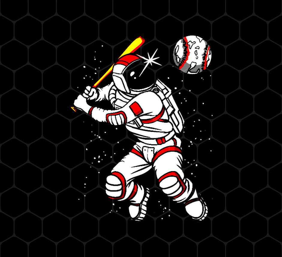Astronaut Play Baseball In Spaces, Love Baseball, Sporty Astronaut, Pn ...