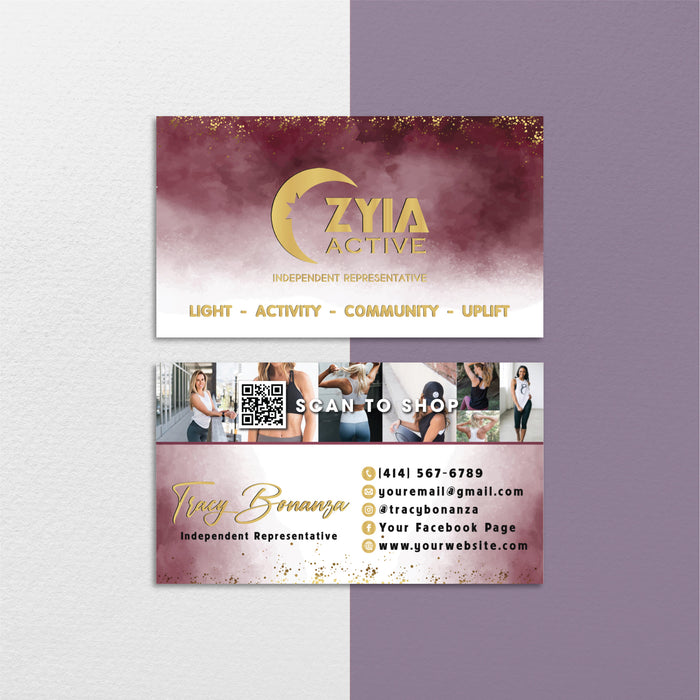 Blue Gold Luxury Zyia Thank Care Card, Personalized Zyia Active Cards