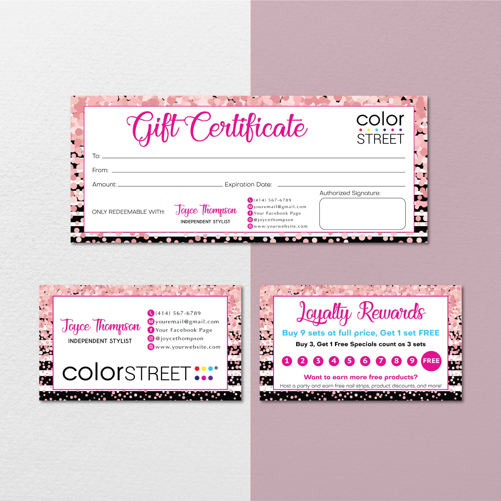 Glitter Color Street Marketing Package, Personalized Color Street Card ...