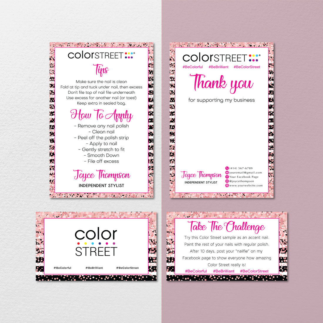 Glitter Color Street Marketing Package, Personalized Color Street Card ...