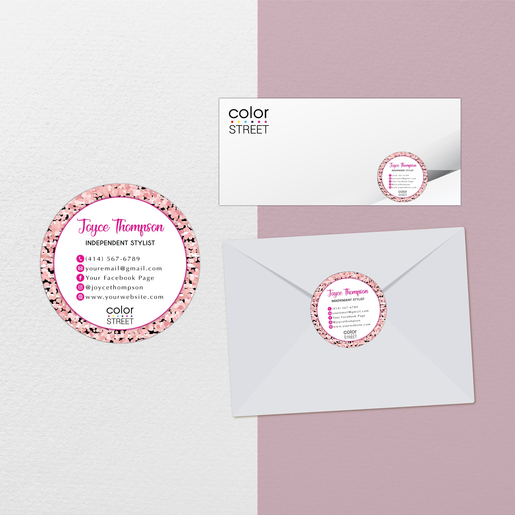 Glitter Color Street Marketing Package, Personalized Color Street Card ...
