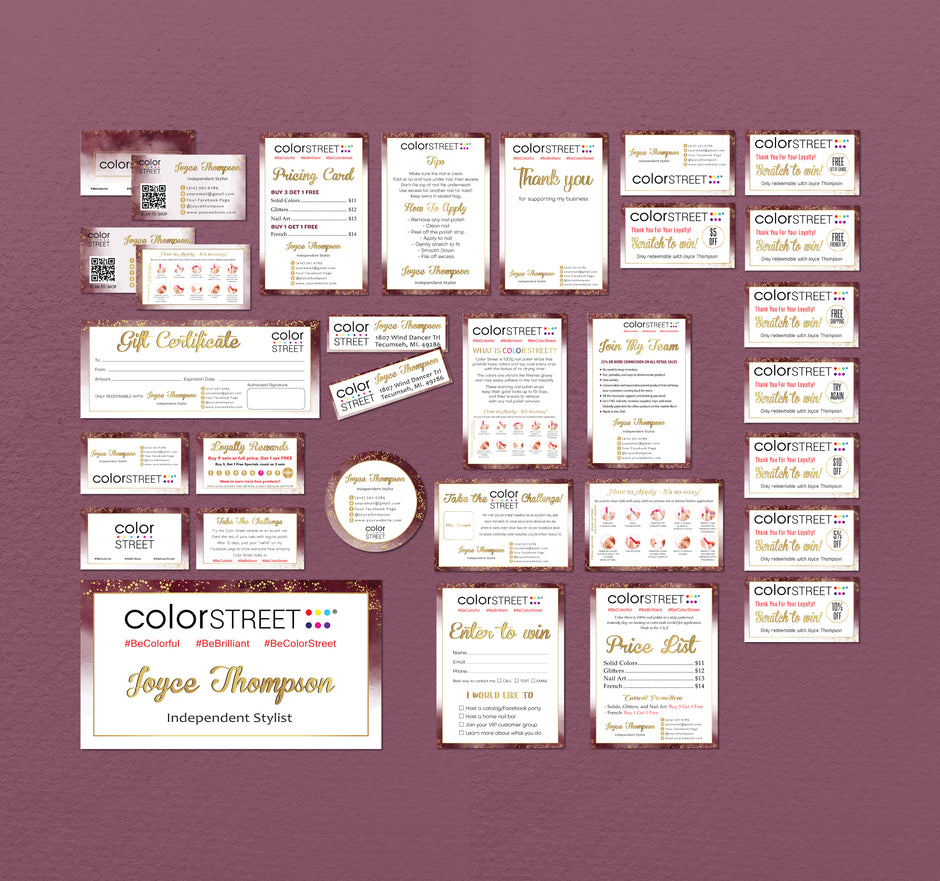 Glitter Color Street Marketing Package, Personalized Color Street Card ...