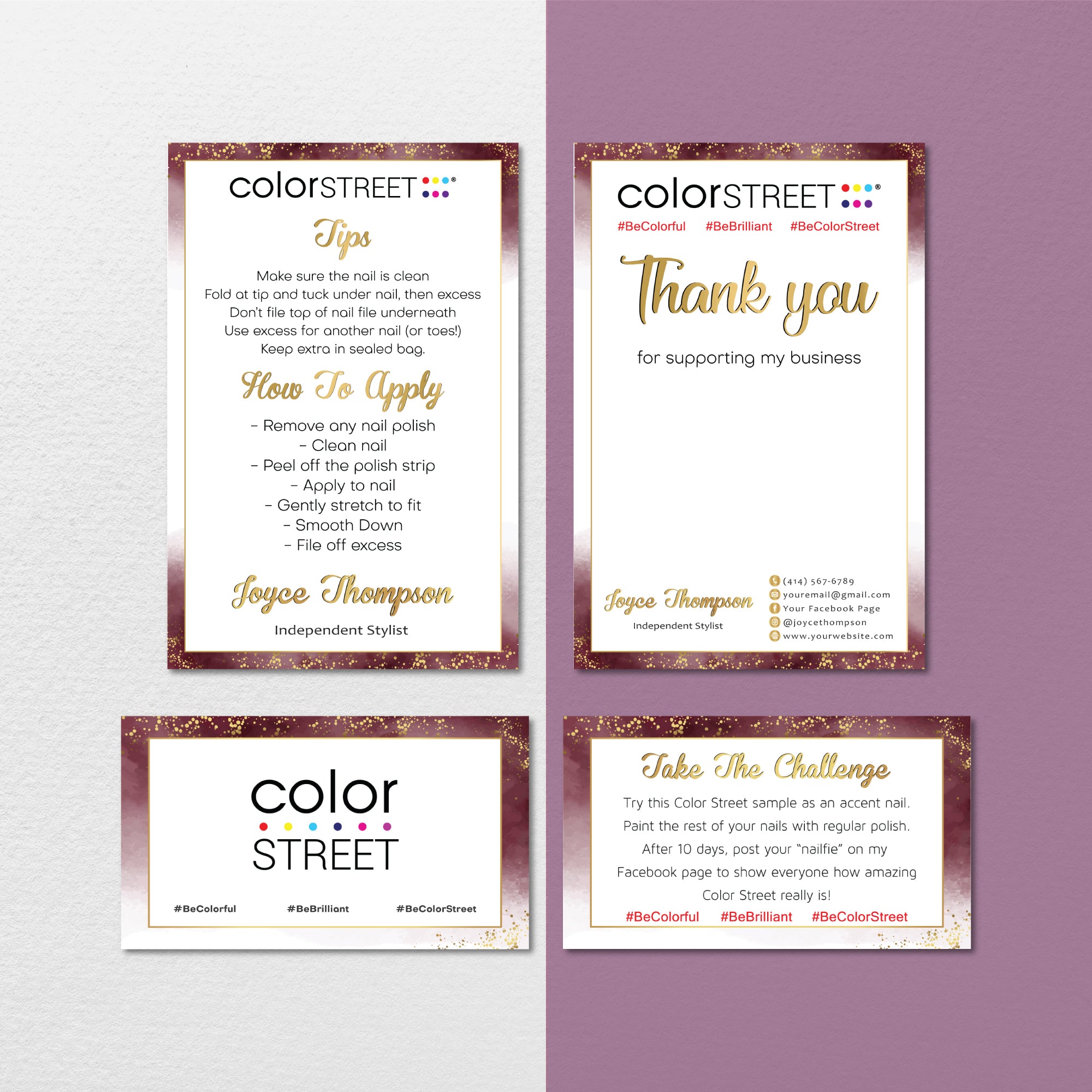 Glitter Color Street Marketing Package, Personalized Color Street Card ...