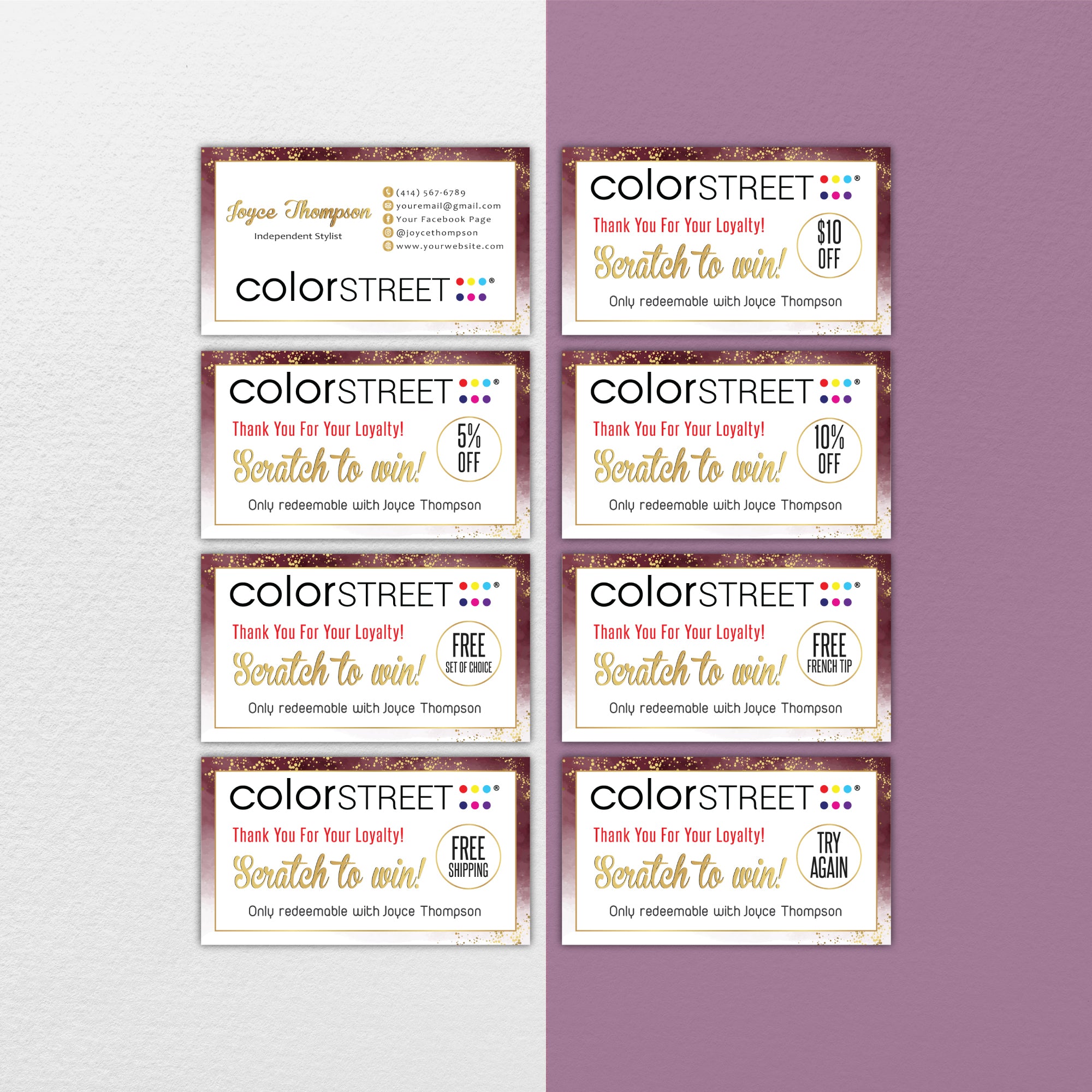 Glitter Color Street Marketing Package, Personalized Color Street Card ...