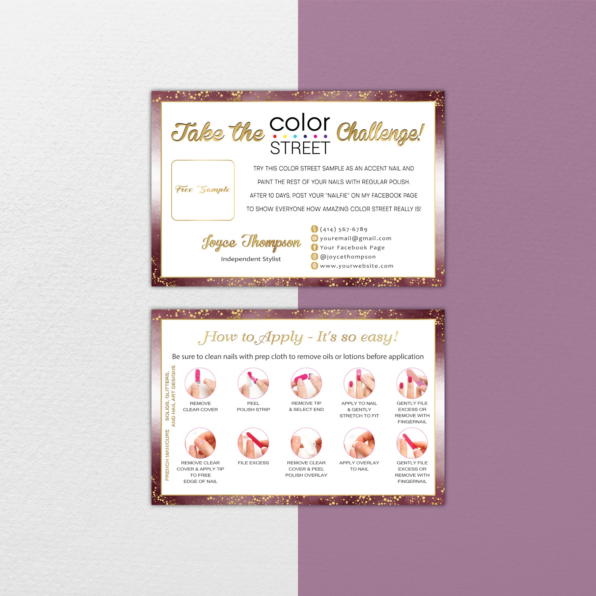 Glitter Color Street Marketing Package, Personalized Color Street Card ...