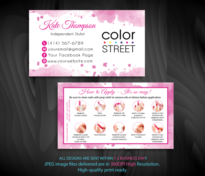 Color Street Business Card, Personalized Color Street Application Card ...