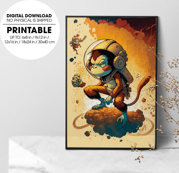 Monkey In Space, Monkey Like Astronaut In The Galaxy, Poster Design, P ...
