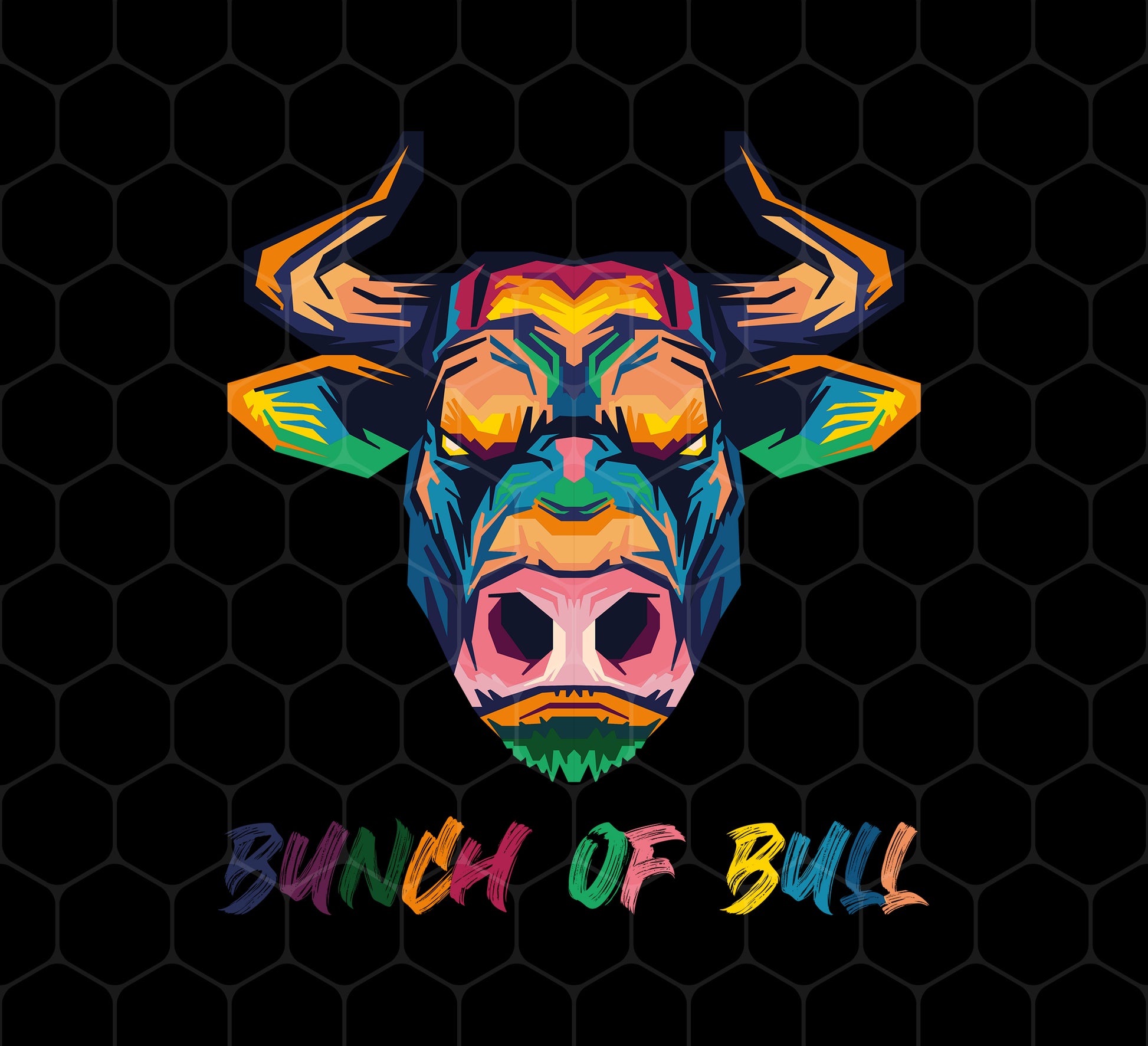 Colorful Bull Png, Retro Bunch Of Bull Png, Bull Art Png, Gift For You ...