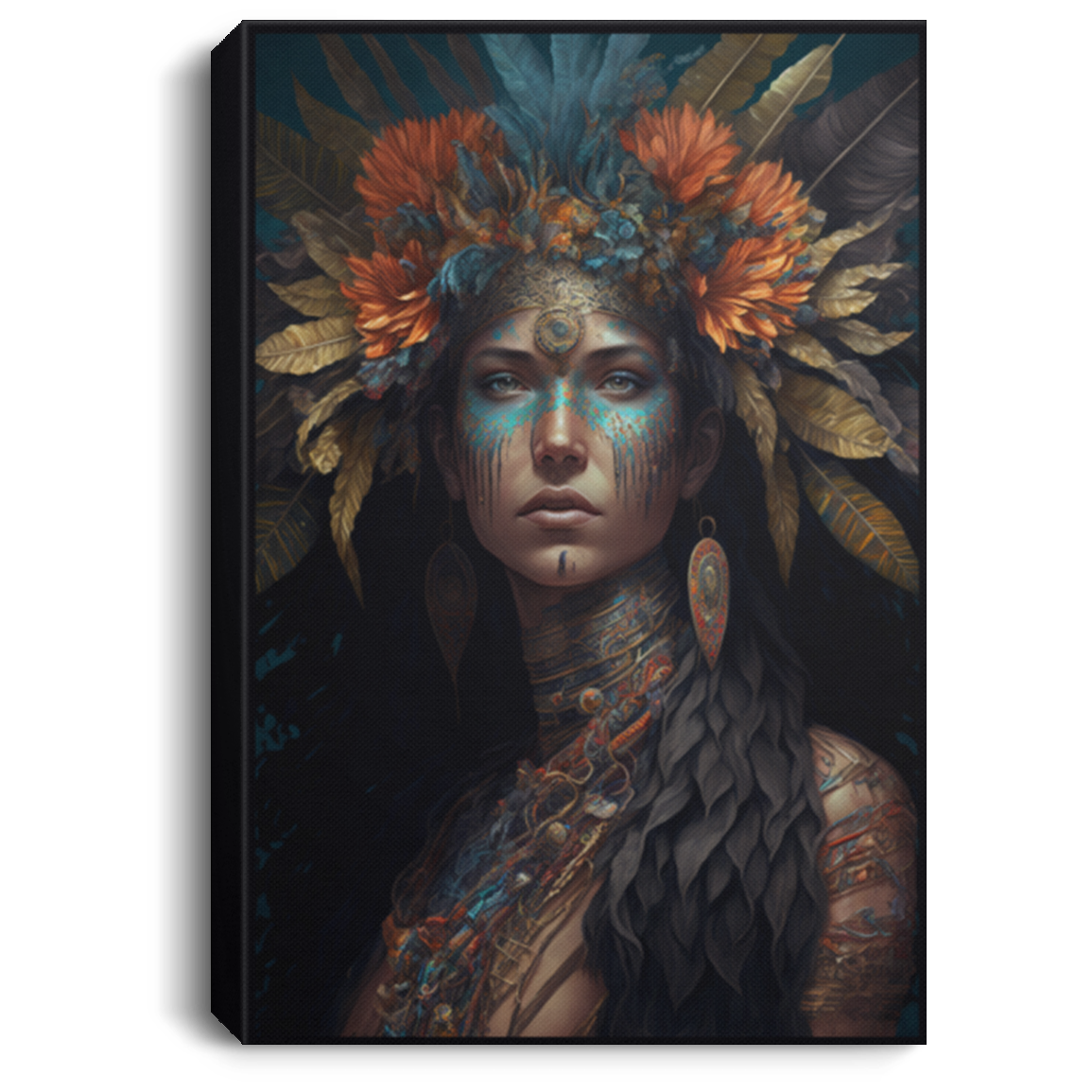 Aztec Emperor Woman Portrait Art, A Woman In Deep Jungle Canvas ...