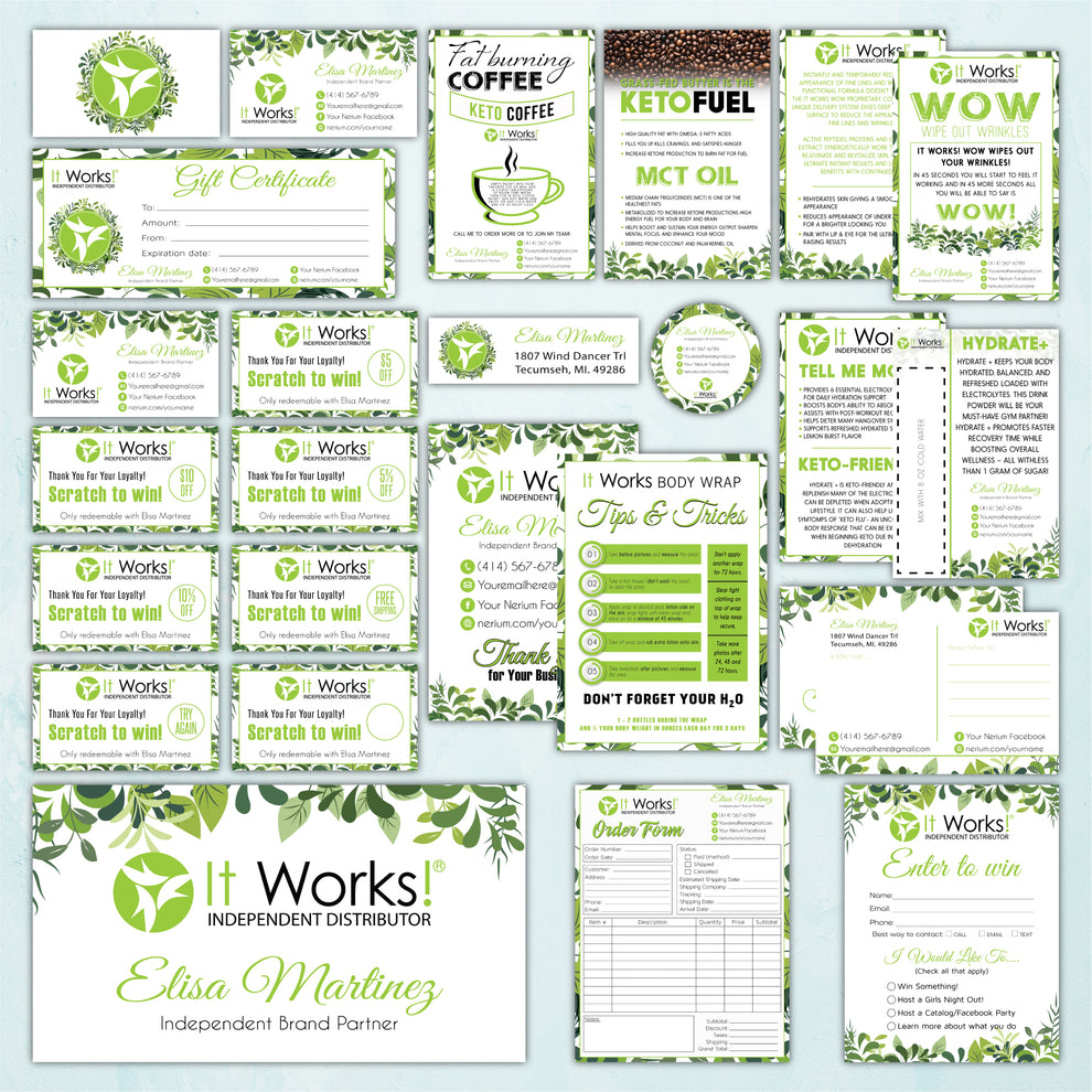 It Works Marketing Bundle, Personalized It Works Business Cards IW09 ...
