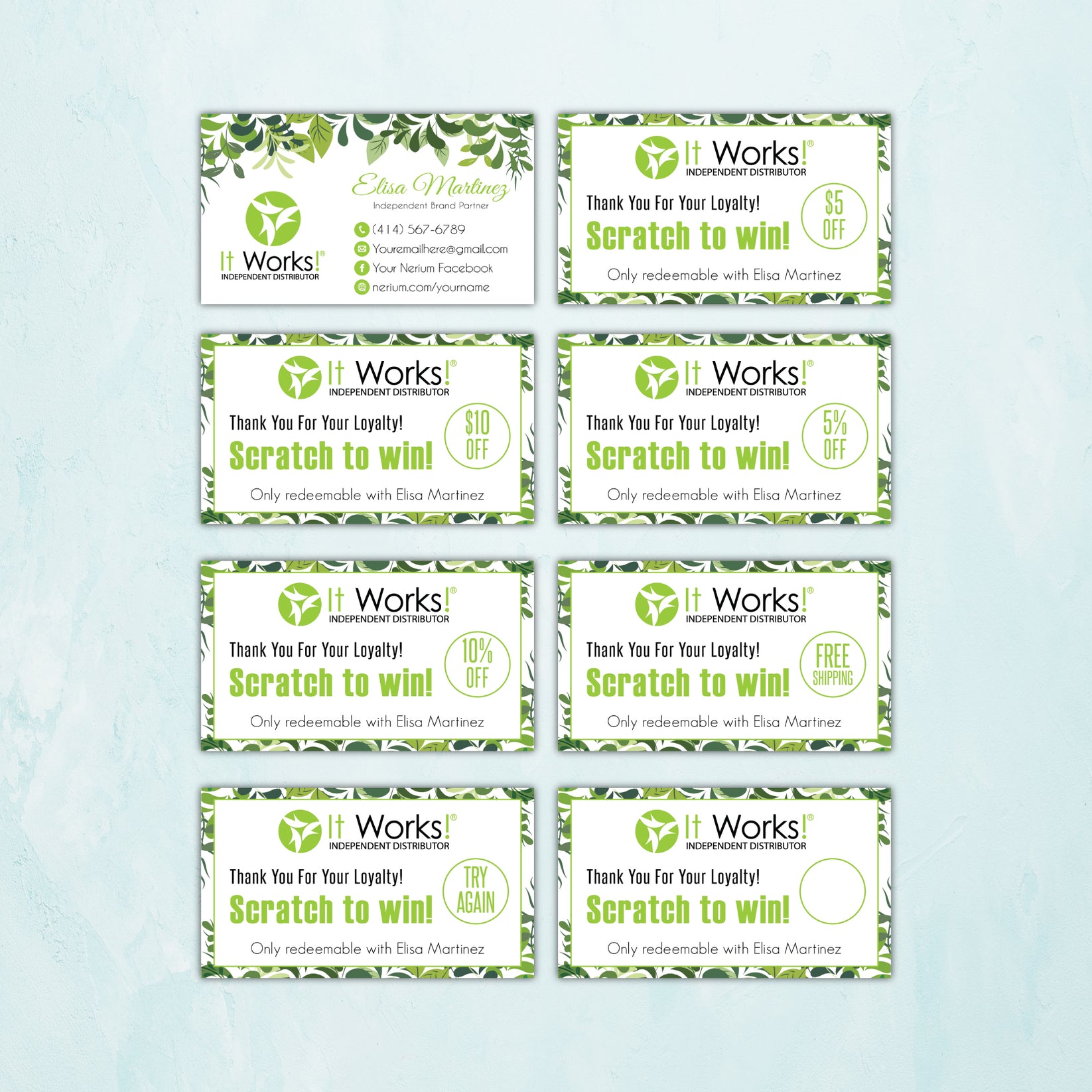 It Works Marketing Bundle, Personalized It Works Business Cards IW09 ...