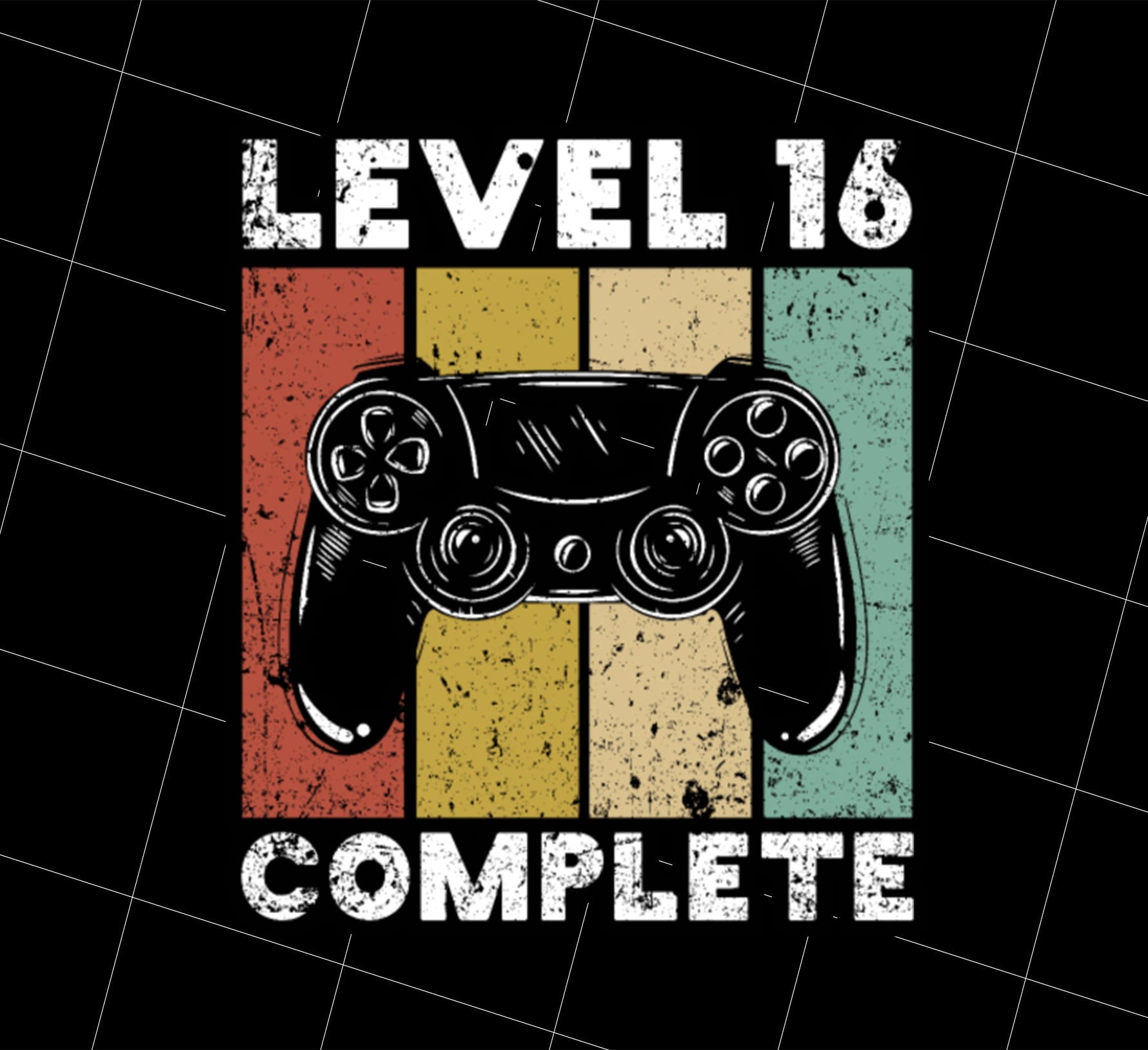 Level 16 Complete Png, 16th Birthday Gamer Gift, Retro 16 Gift, Png Pr ...