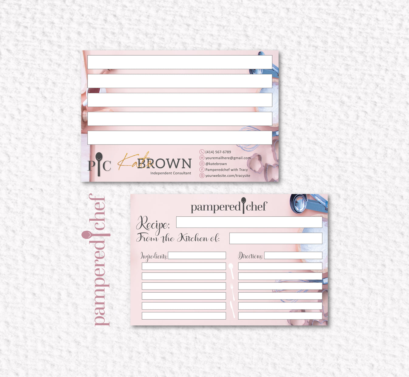Personalized Pampered Chef Recipe Cards, Pampered Chef Business Card P ...