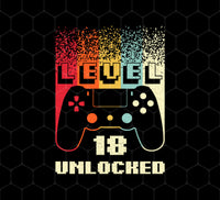 Retro 18th Birthday Gift, Level 18 Unlocked, Play Gaming Lover, Png Pr